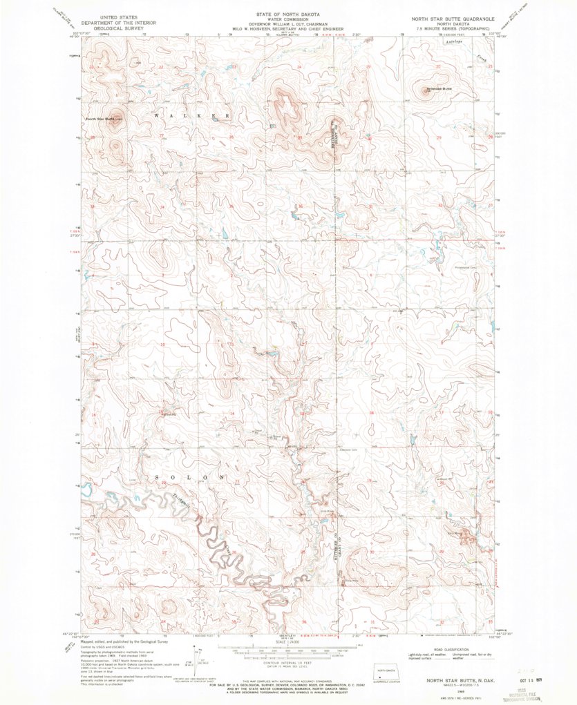 North Star Butte, ND (1969, 24000-Scale) Map by United States ...