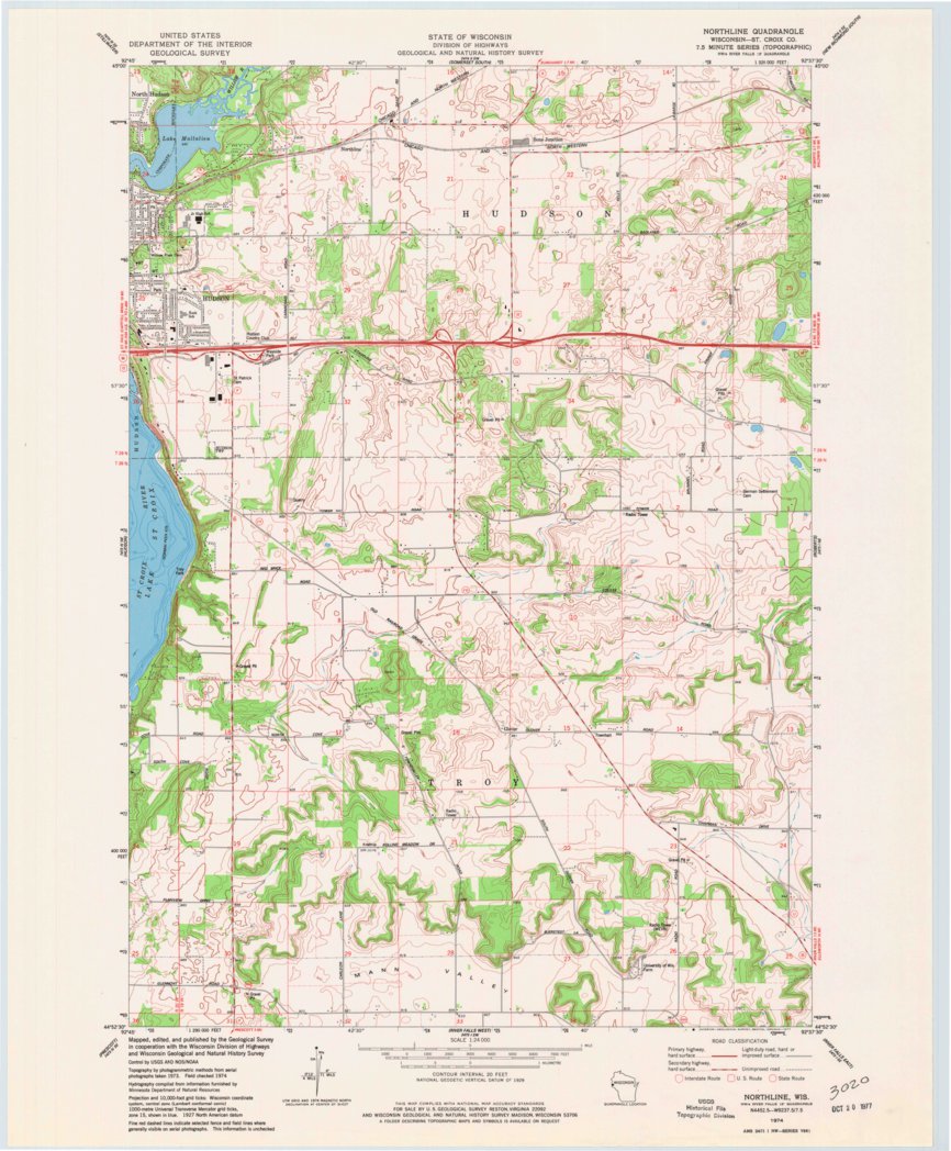 Northline, WI (1974, 24000-Scale) Map by United States Geological ...