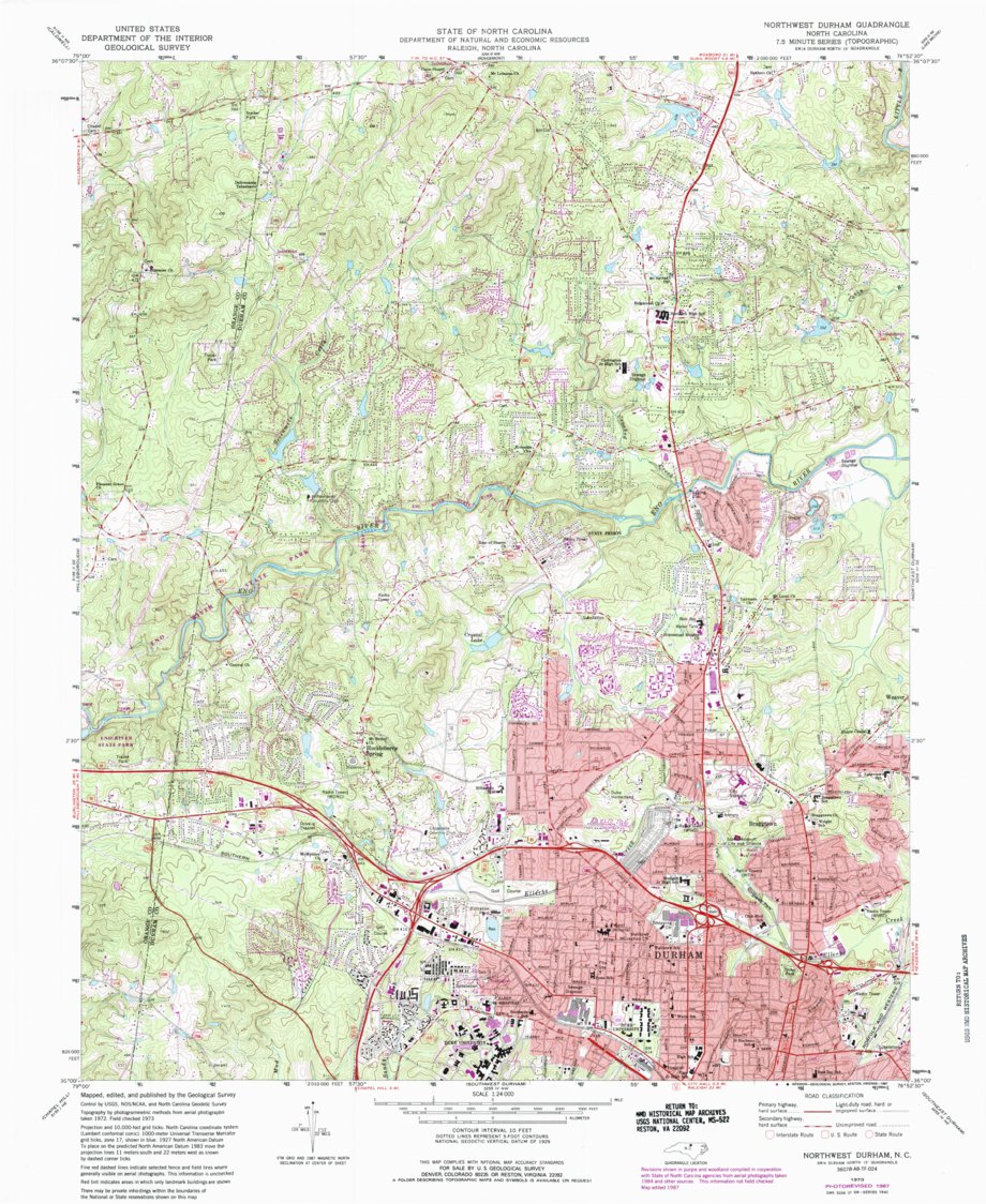 Northwest Durham, NC (1973, 24000-Scale) Map by United States ...