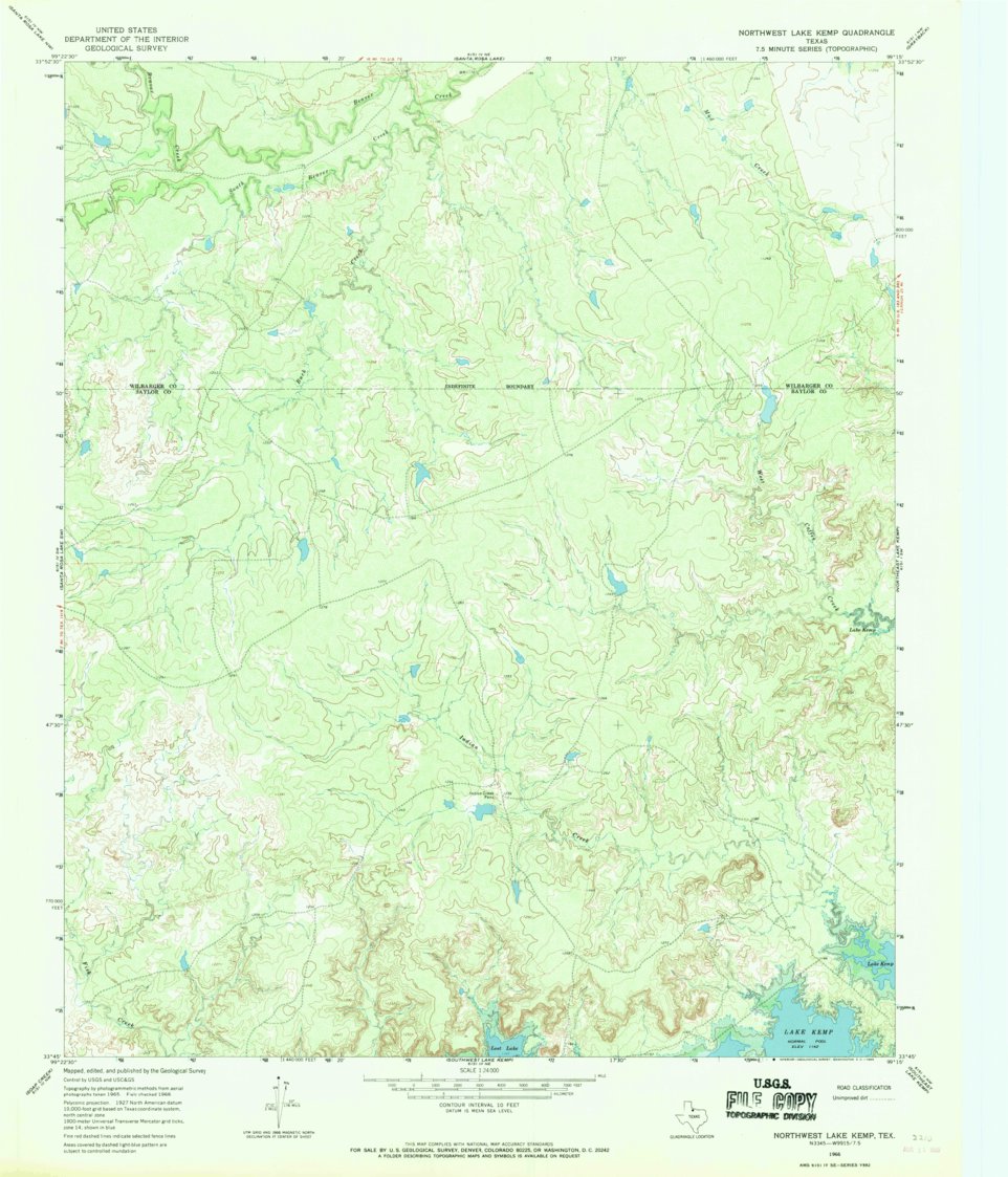 Northwest Lake Kemp, TX (1966, 24000-Scale) Map by United States ...