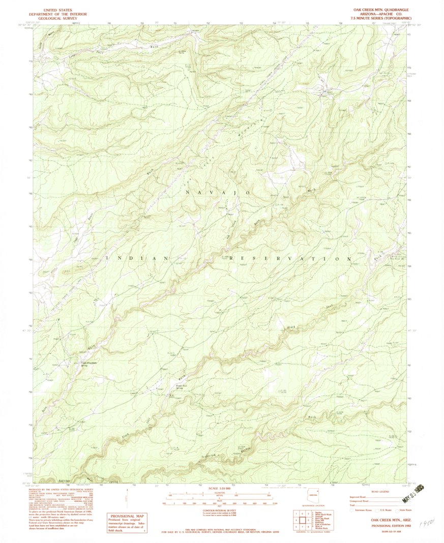 Oak Creek Mountain, AZ (1983, 24000-Scale) Map by United States ...