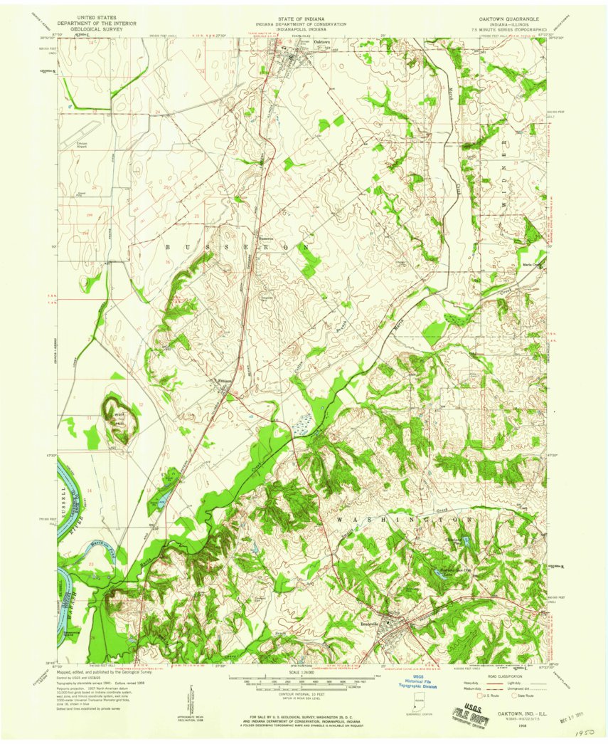 Oaktown, IN-IL (1958, 24000-Scale) Map by United States Geological ...