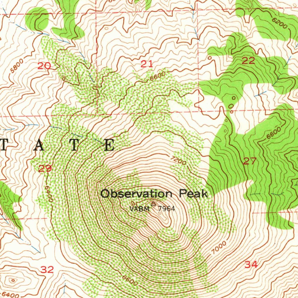 Observation Peak, CA (1954, 62500-Scale) Map by United States ...