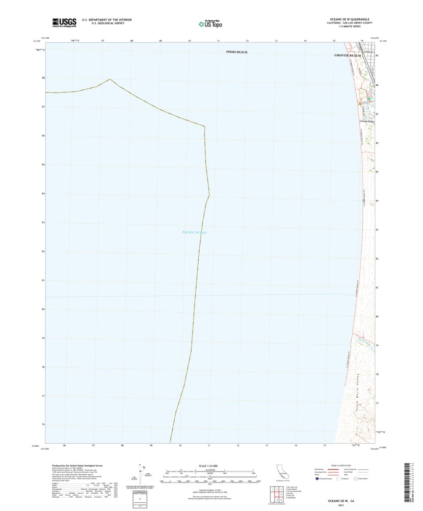 Oceano OE W, CA (2021, 24000-Scale) Map by United States Geological ...