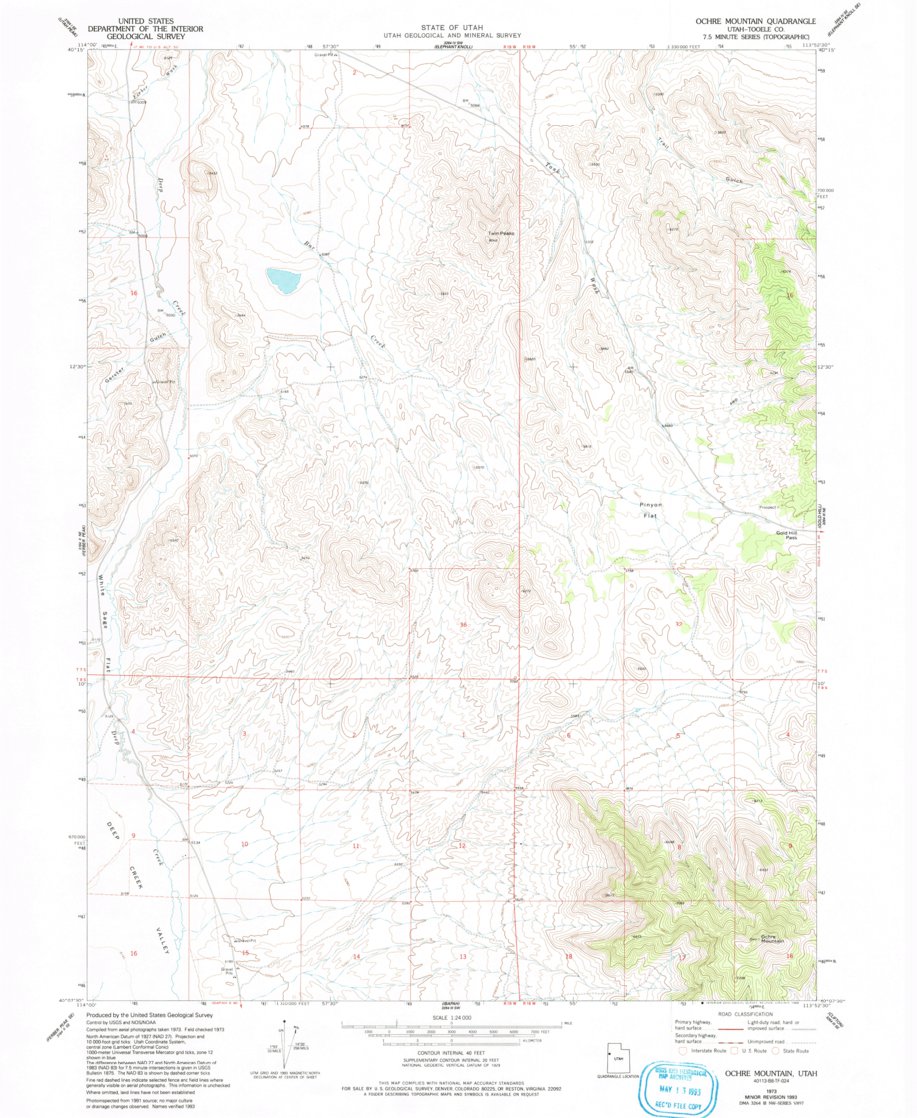 Ochre Mountain, UT (1973, 24000-Scale) Map by United States Geological ...