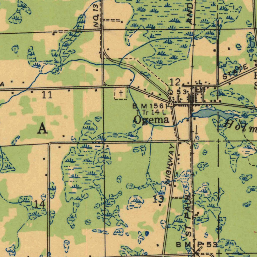 Ogema, WI (1944, 48000-Scale) Map by United States Geological Survey ...