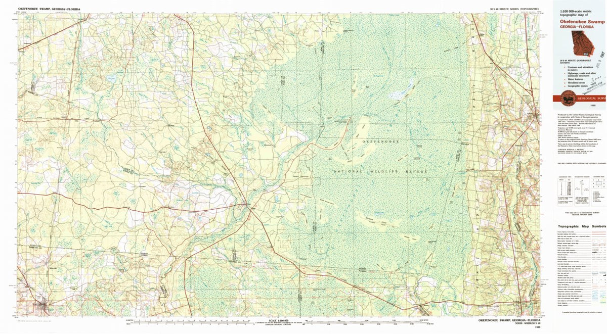 Okefenokee Swamp, GA-FL (1980, 100000-Scale) Map by United States ...