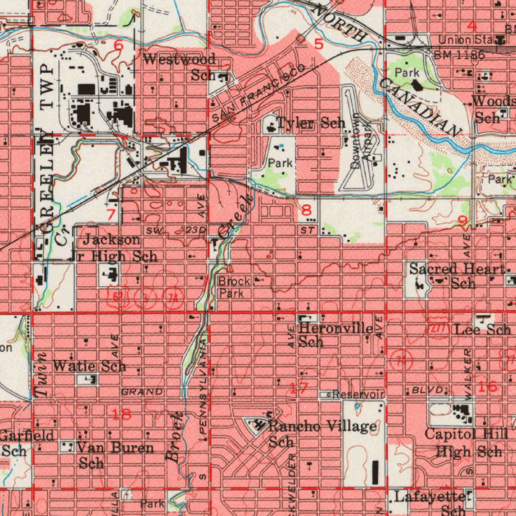 Oklahoma City, OK (1956, 62500-Scale) Map by United States Geological ...