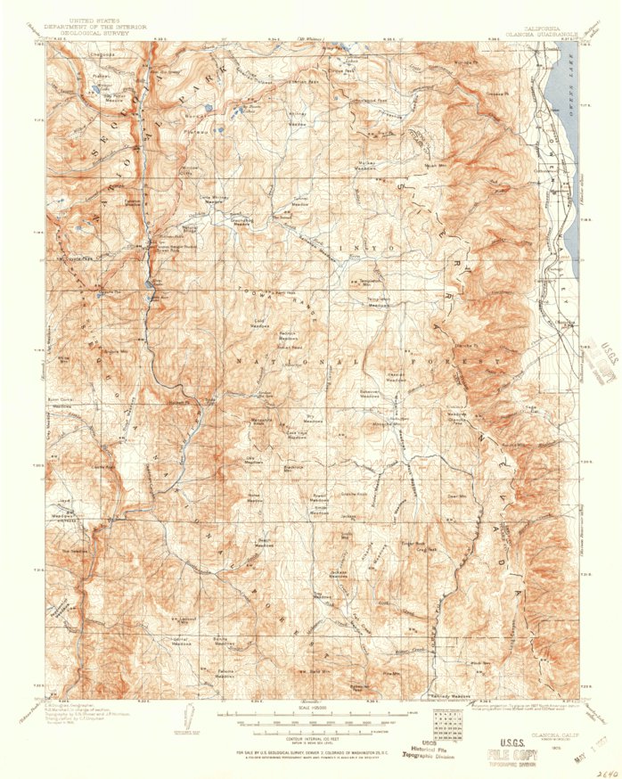 Olancha, CA (1905, 125000-Scale) Map by United States Geological Survey ...
