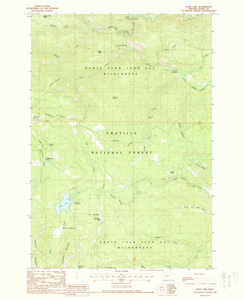 Olive Lake, OR (1988, 24000-Scale) Map by United States Geological ...