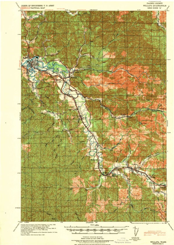 Onalaska, WA (1943, 62500-Scale) Map by United States Geological Survey ...