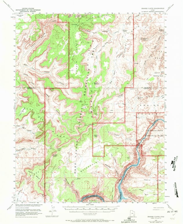 Orange Cliffs, UT (1953, 62500-Scale) Map by United States Geological ...