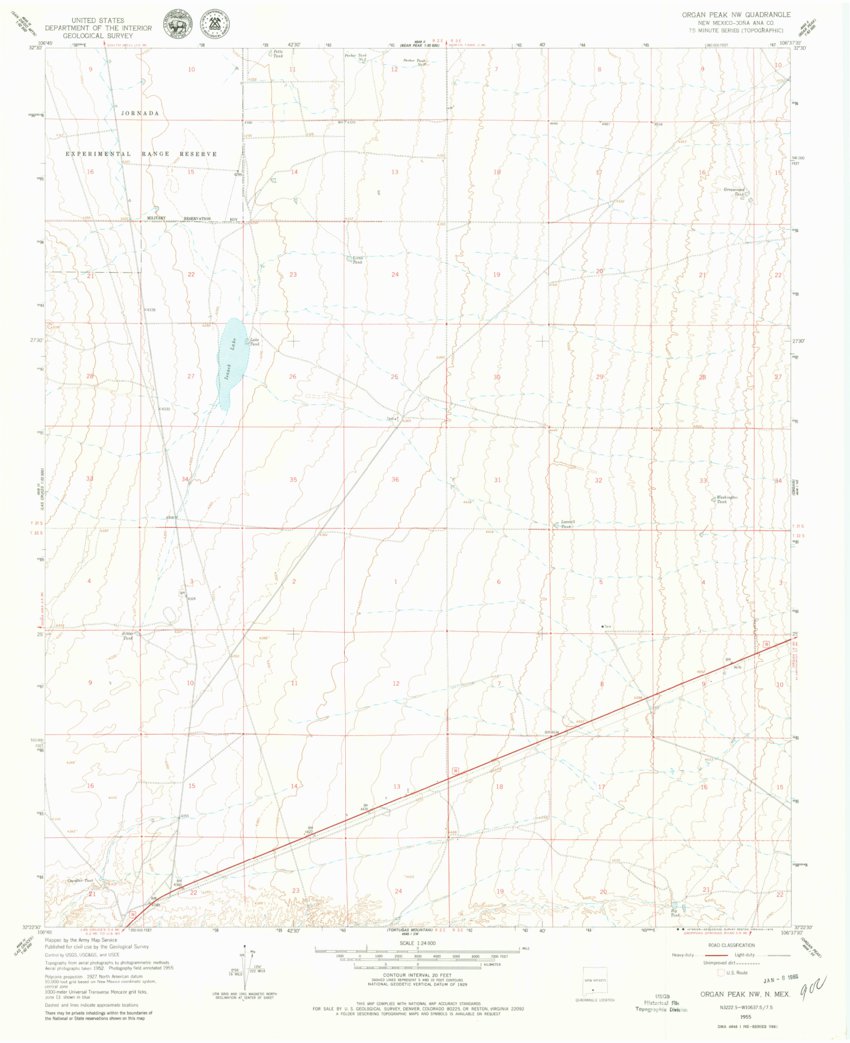 Organ Peak NW, NM (1955, 24000-Scale) Map by United States Geological ...