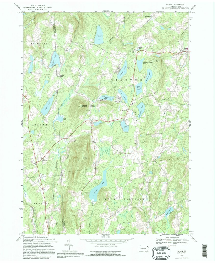 Orson, PA (1992, 24000-Scale) Map by United States Geological Survey ...
