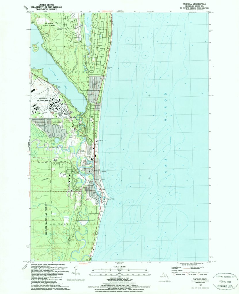 Oscoda, MI (1989, 24000-Scale) Map by United States Geological Survey ...