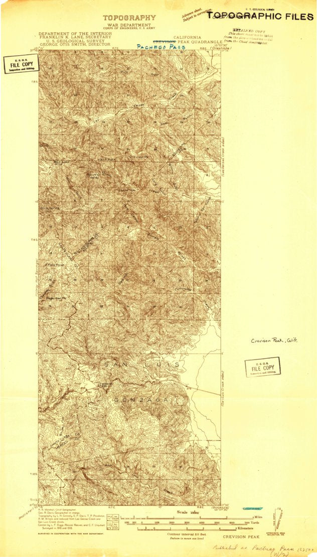 Pacheco Pass, CA (1918, 48000-Scale) Map by United States Geological ...