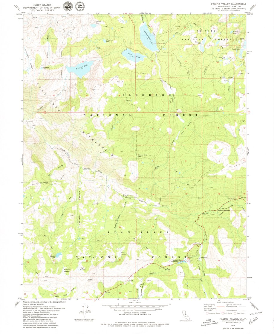Pacific Valley, CA (1979, 24000-Scale) Map by United States Geological ...