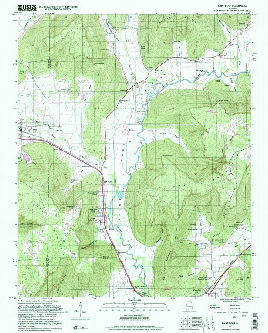 Paint Rock, AL (1997, 24000-Scale) Map by United States Geological ...