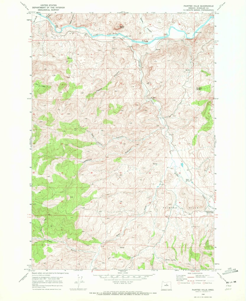 Painted Hills, OR (1968, 24000-Scale) Map by United States Geological ...