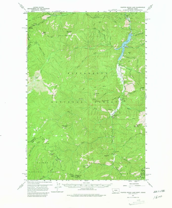 Painted Rocks Lake, MT-ID (1960, 62500-Scale) Map by United States ...