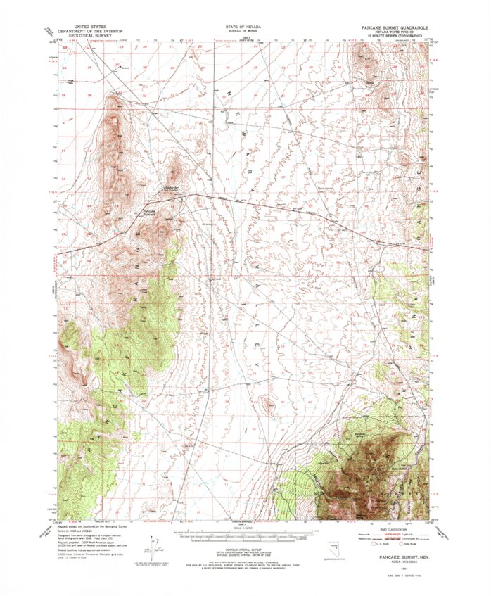 Pancake Summit, NV (1951, 62500-Scale) Map by United States Geological ...