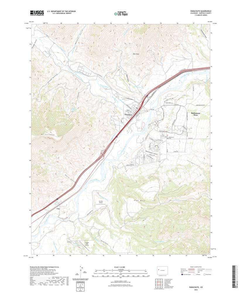 Parachute, CO (2022, 24000-Scale) Map by United States Geological ...