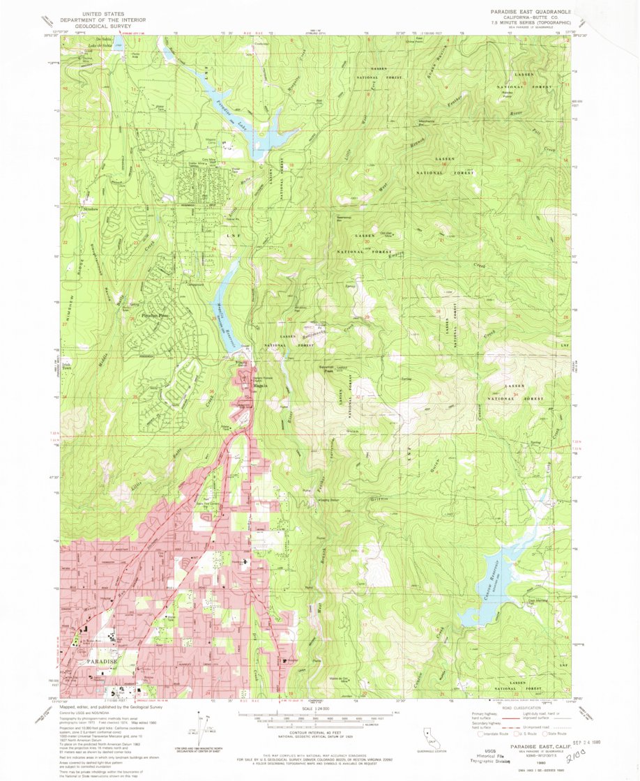 Paradise East, CA (1980, 24000-Scale) Map by United States Geological ...