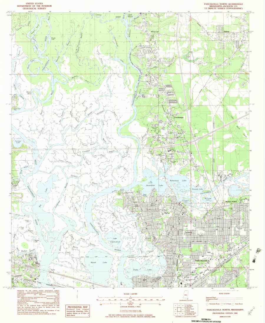 Pascagoula North, MS (1982, 24000-Scale) Map by United States ...