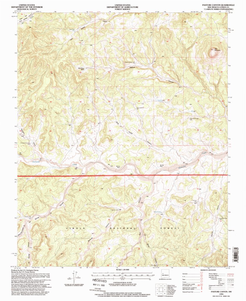 Pasture Canyon, NM (1995, 24000-Scale) Map by United States Geological ...