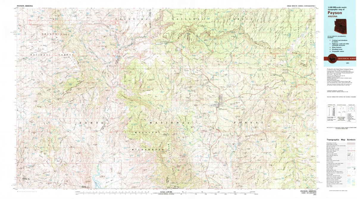 Payson, AZ (1981, 100000-Scale) Map by United States Geological Survey ...