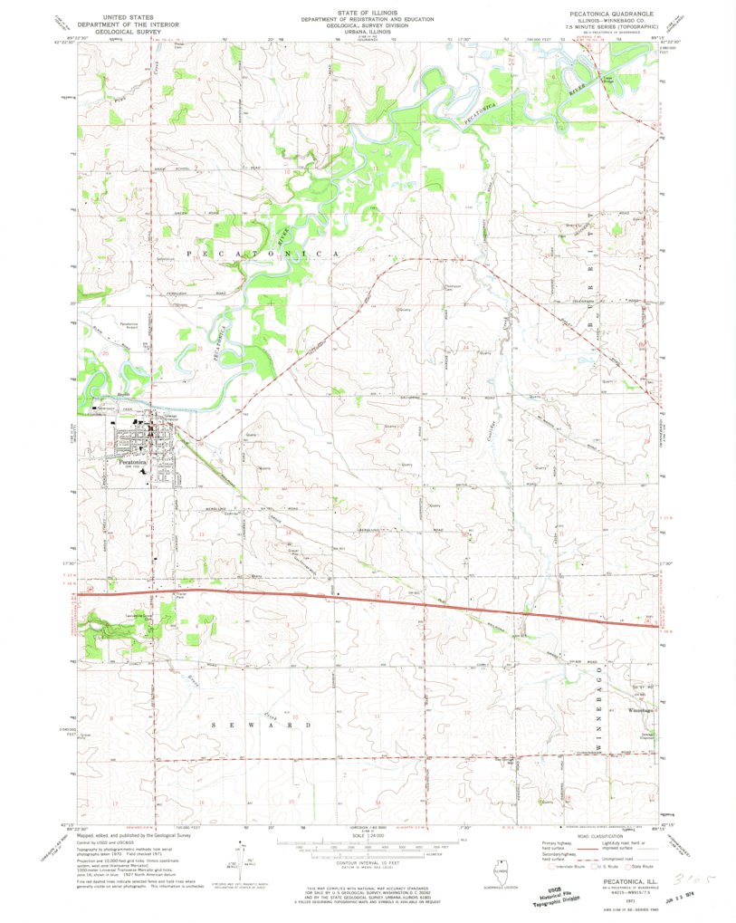 Pecatonica, IL (1971, 24000-Scale) Map by United States Geological ...