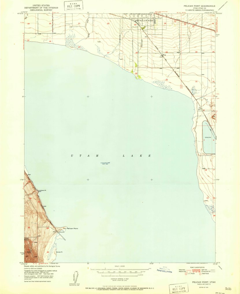 Pelican Point, UT (1951, 24000-Scale) Map by United States Geological ...