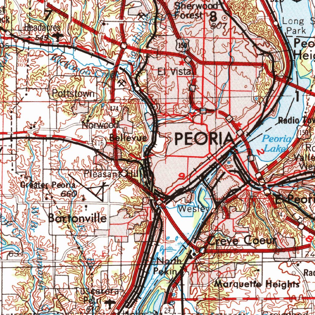 Peoria, IL (1958, 250000-Scale) Map by United States Geological Survey ...