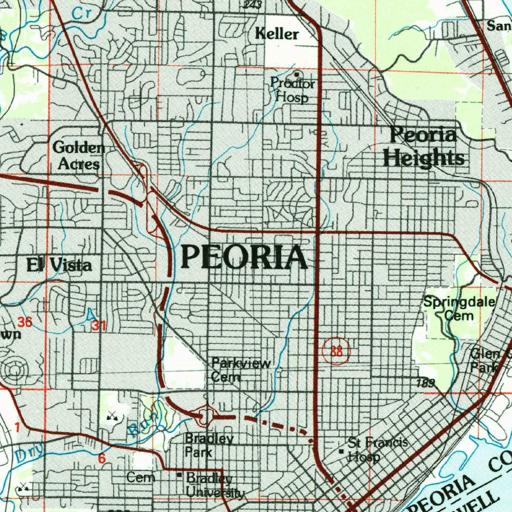 Peoria, IL (1985, 100000-Scale) Map by United States Geological Survey ...