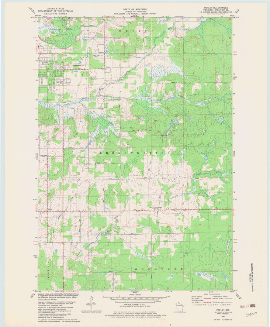 Peplin, WI (1982, 24000-Scale) Map by United States Geological Survey ...
