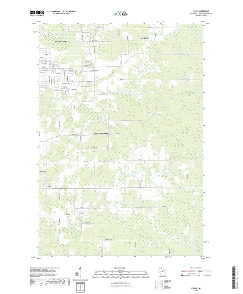 Peplin, WI (2022, 24000-Scale) Map by United States Geological Survey ...