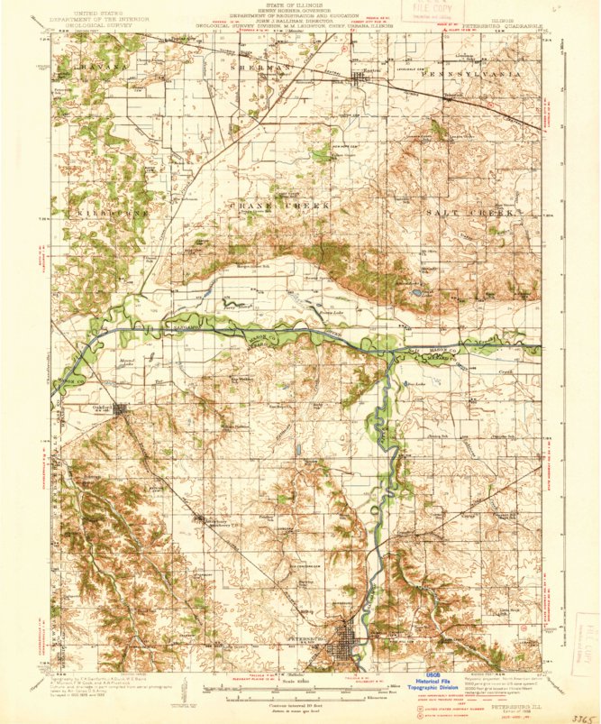 Petersburg, IL (1938, 62500-Scale) Map by United States Geological ...