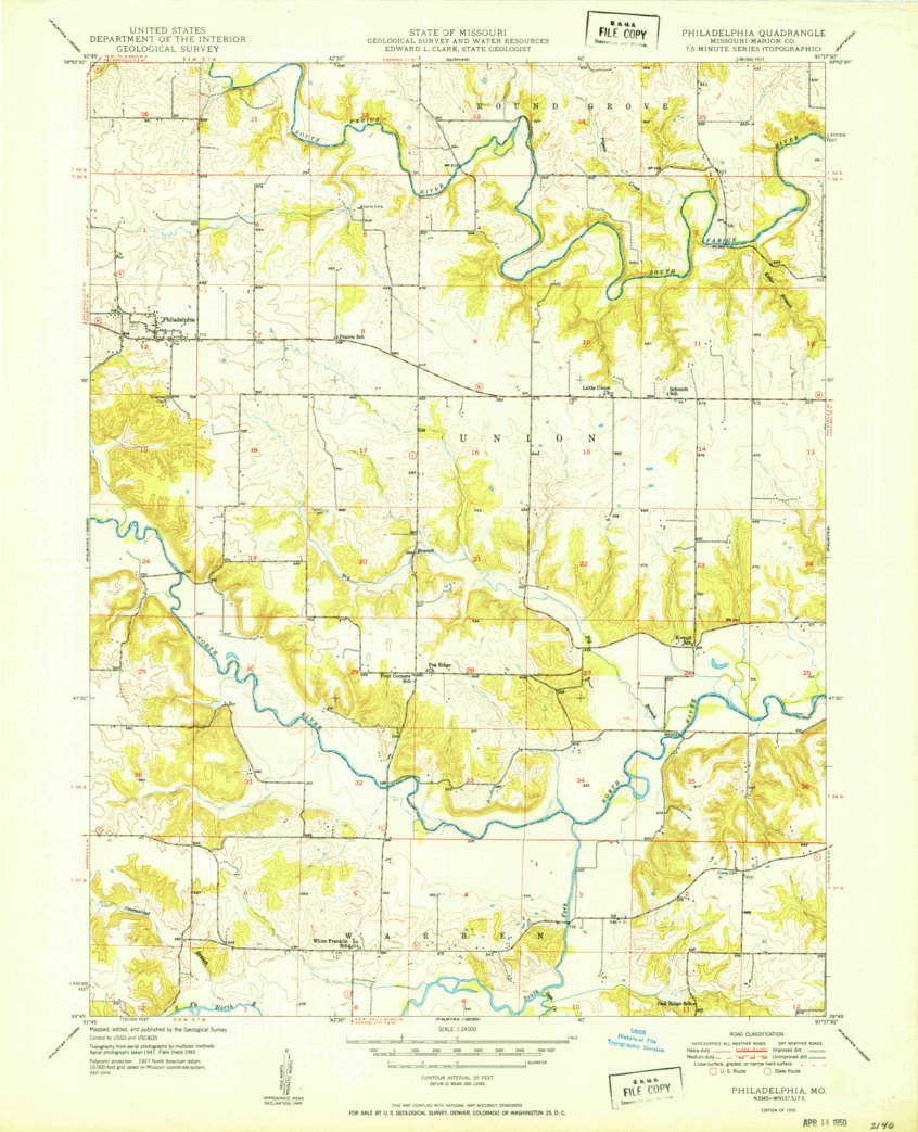 Philadelphia, MO (1950, 24000-Scale) Map by United States Geological ...