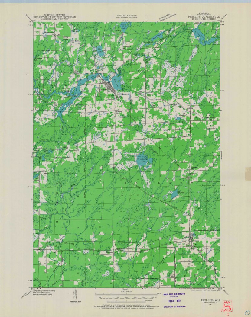 Phillips, WI (1941, 48000-Scale) Map by United States Geological Survey ...