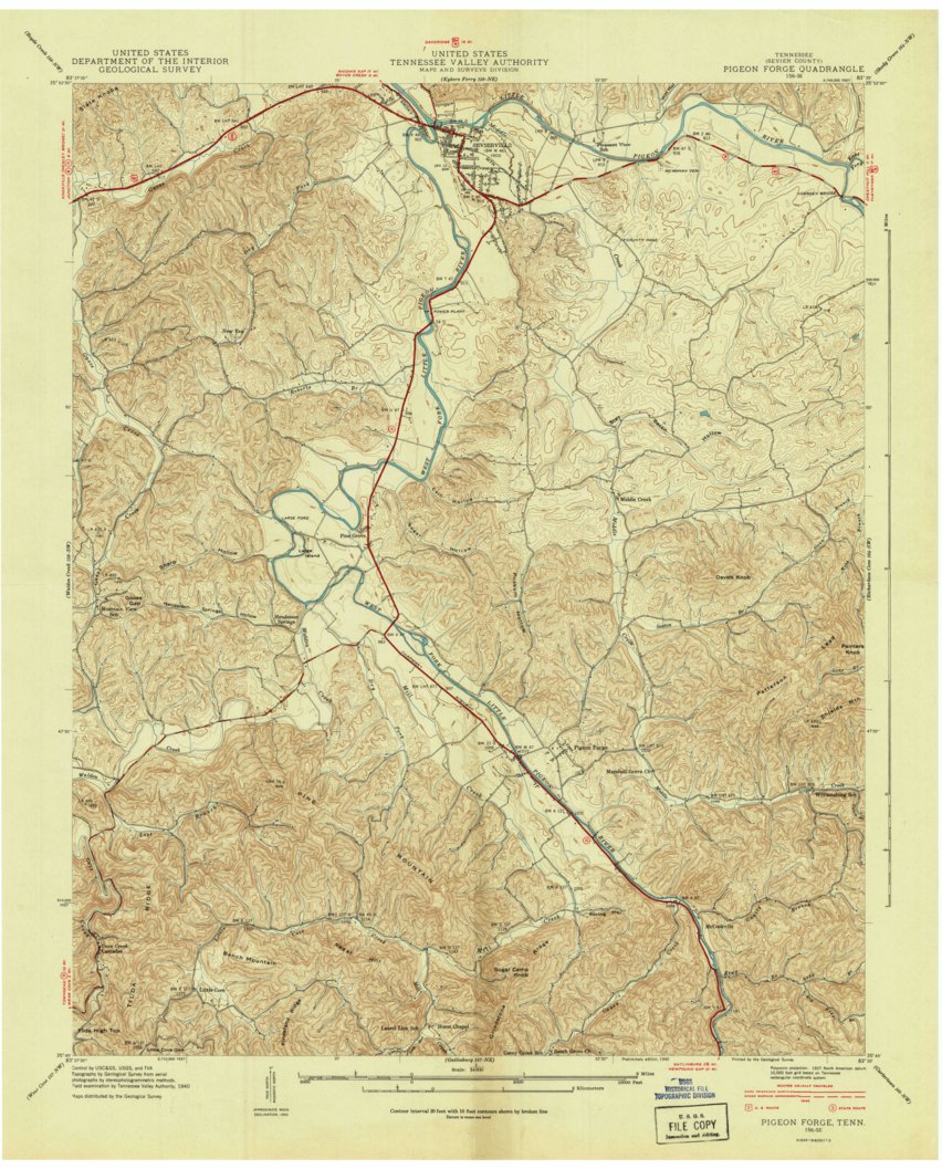 Pigeon Forge, TN (1940, 24000-Scale) Map by United States Geological ...