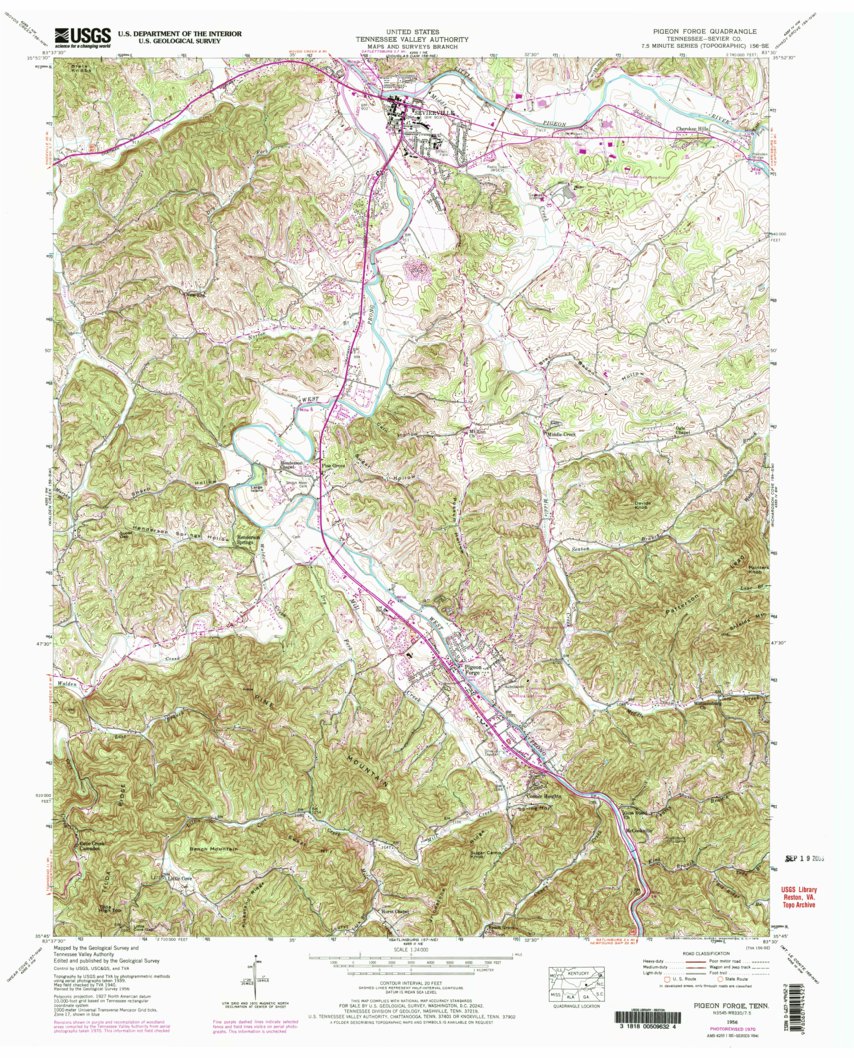 Pigeon Forge, TN (1956, 24000-Scale) Map by United States Geological ...