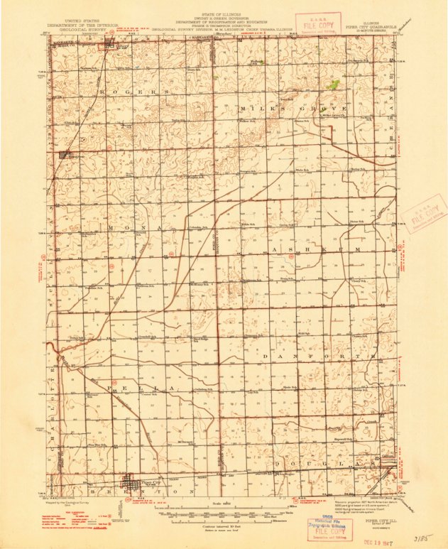 Piper City, IL (1947, 62500-Scale) Map by United States Geological ...