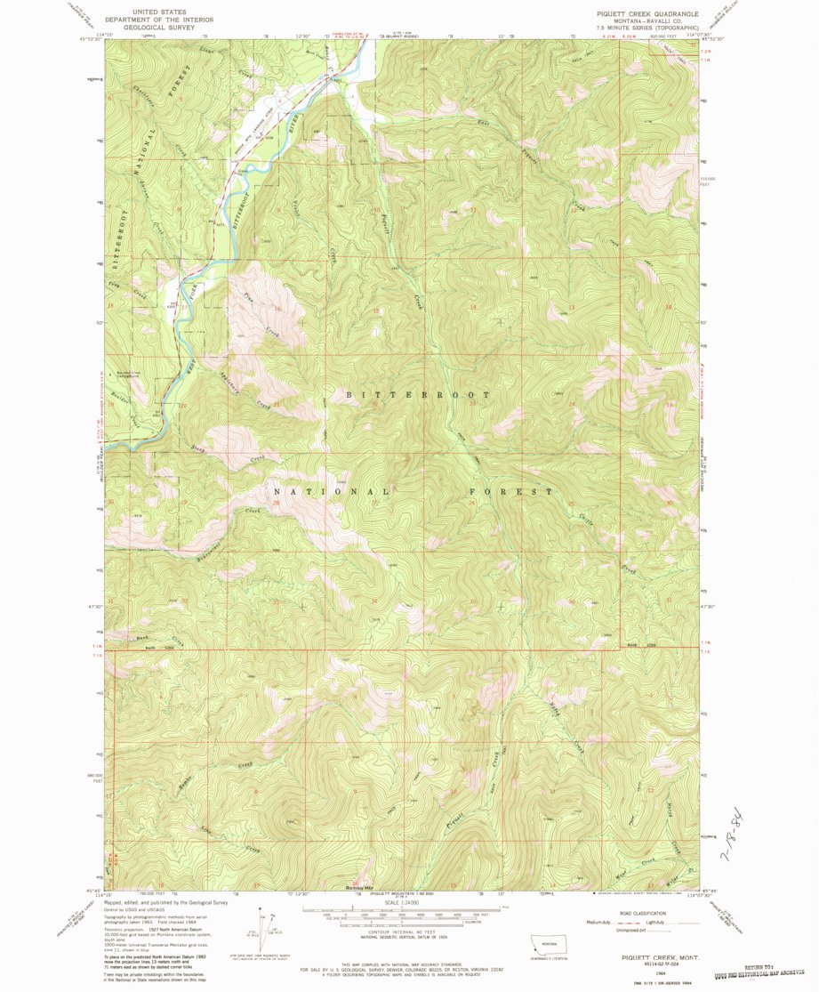 Piquett Creek, MT (1964, 24000-Scale) Map by United States Geological ...