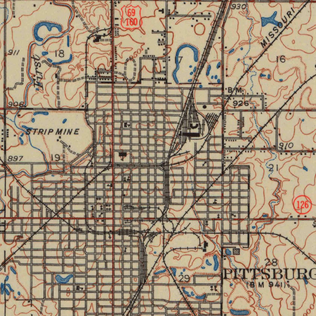 Pittsburg, KS-MO (1950, 62500-Scale) Map by United States Geological ...