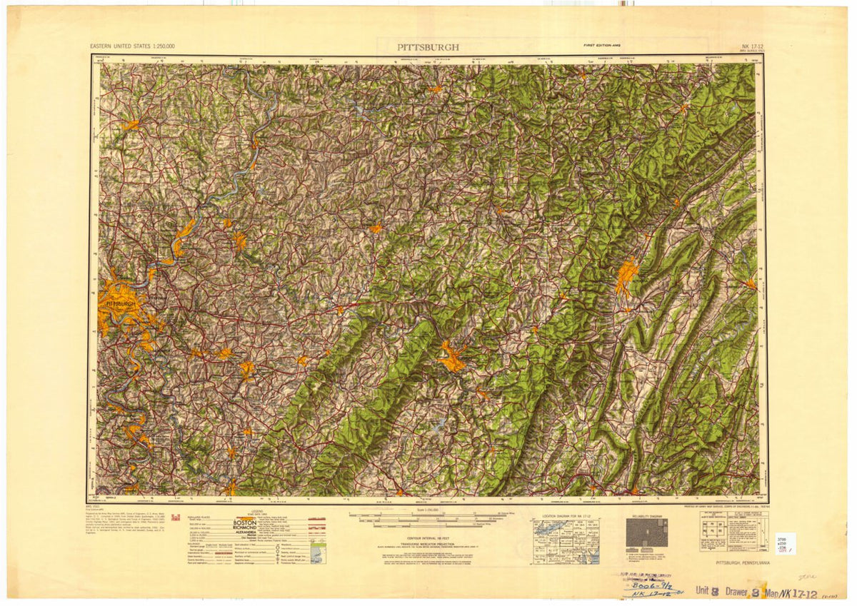 Pittsburgh, PA (1953, 250000-Scale) Map by United States Geological ...