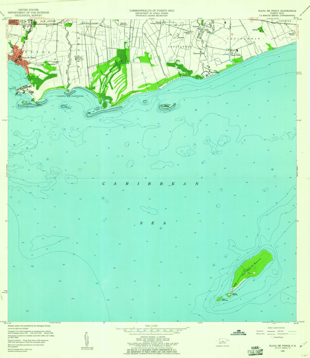Playa De Ponce, PR (1958, 20000-Scale) Map by United States Geological ...
