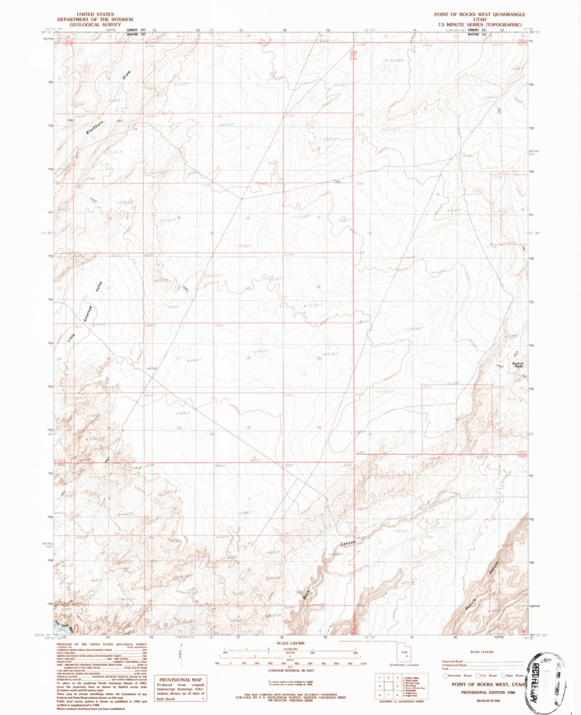 Point Of Rocks West, UT (1986, 24000-Scale) Map by United States ...