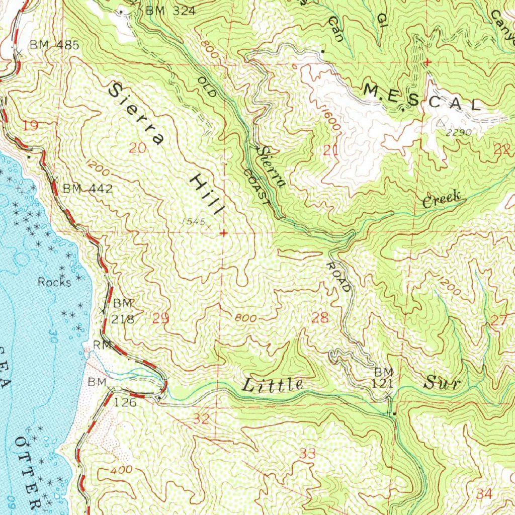 Point Sur, CA (1956, 62500-Scale) Map by United States Geological ...