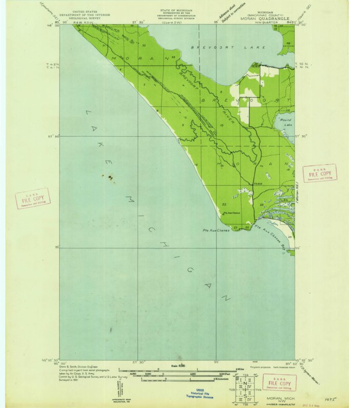 Pointe Aux Chenes, MI (1948, 31680-Scale) Map by United States ...