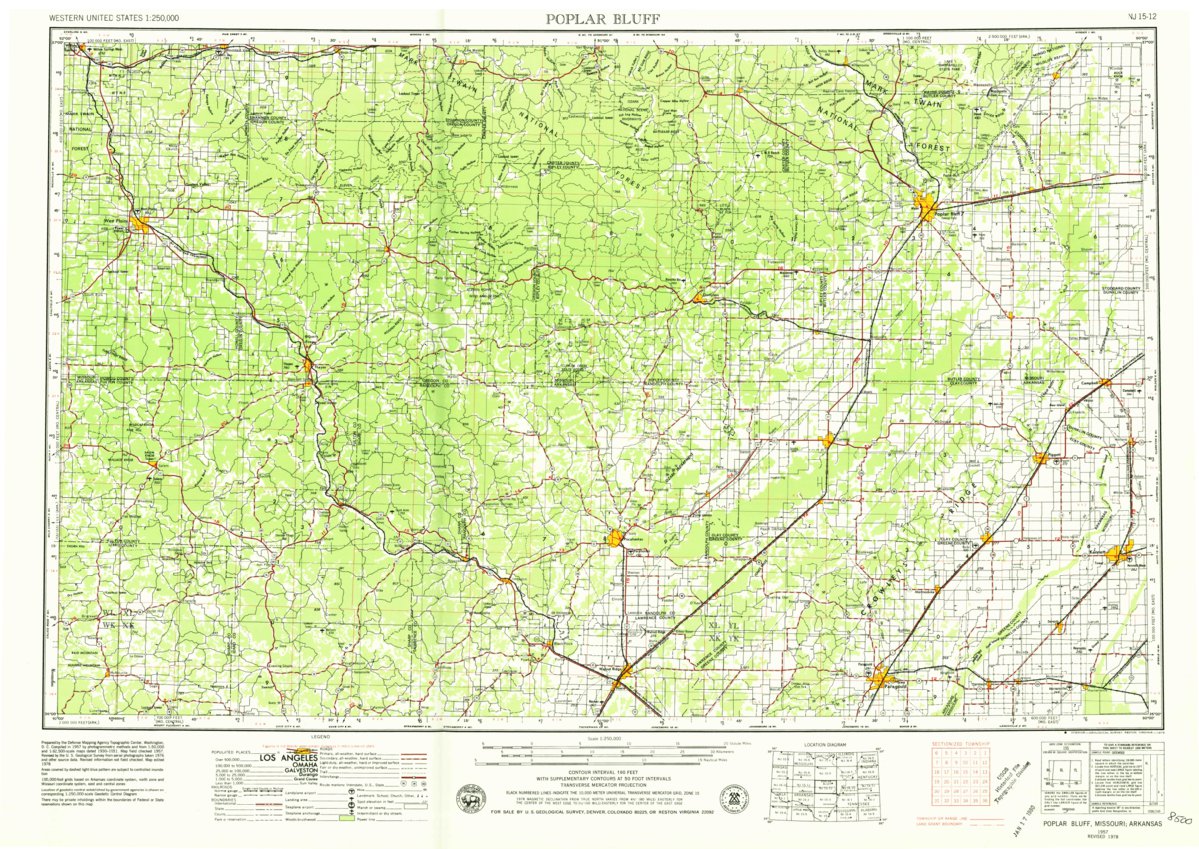 Poplar Bluff, MO-AR (1957, 250000-Scale) Map by United States ...